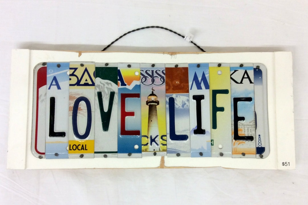 License Plate "love Life" Plaque - Etsy
