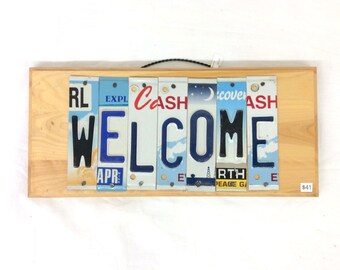 Welcome Sign, Bienvenidos, Home Decor, License Plate Sign, License ...