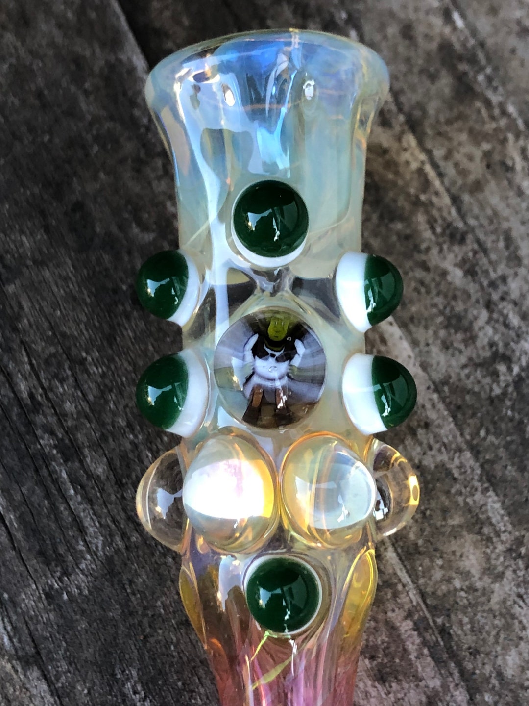 OGAR Chillum. Glass Pipes Fumed Chillum. Hand Blown OGAR With Green and ...