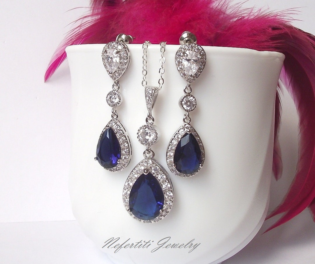 Sapphire Jewelry, Bridal Jewelry Set, Saphire Wedding Jewelry Set ...