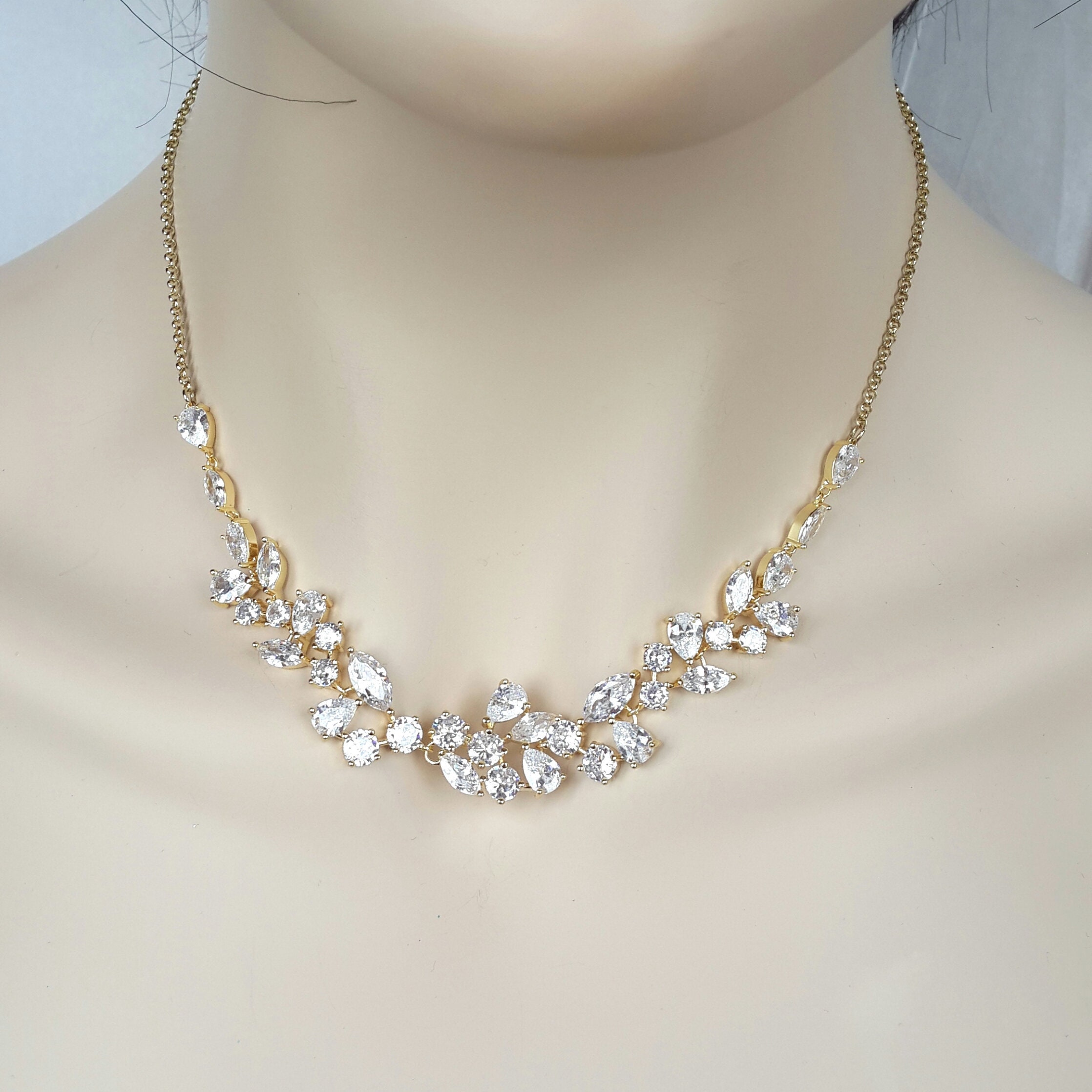 Gold Bridal Necklace Gold Wedding Necklace Gold Necklace | Etsy