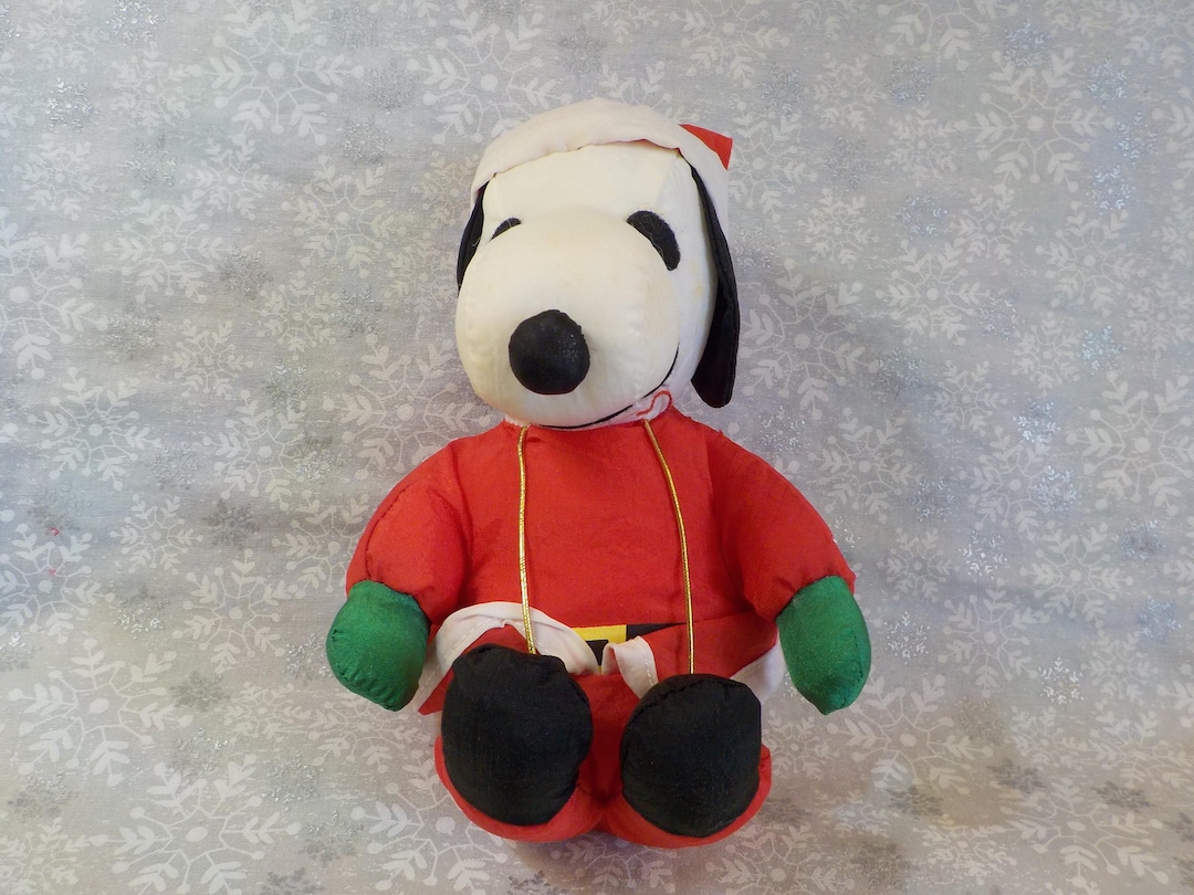Snoopy Santa Peanuts 6 Plush Christmas Silky Parachute Fabric Vintage ...