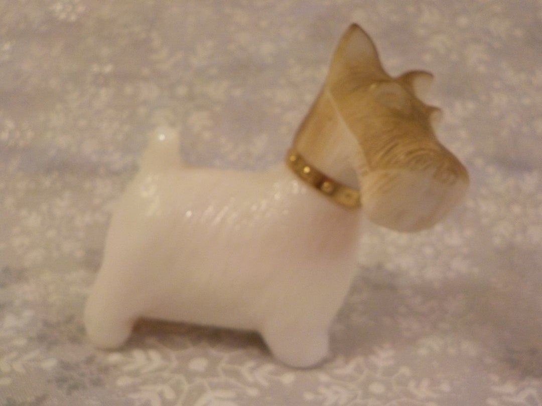 Vintage AVON scottie Terrier Milk Glass Cologne Decanter Empty - Etsy