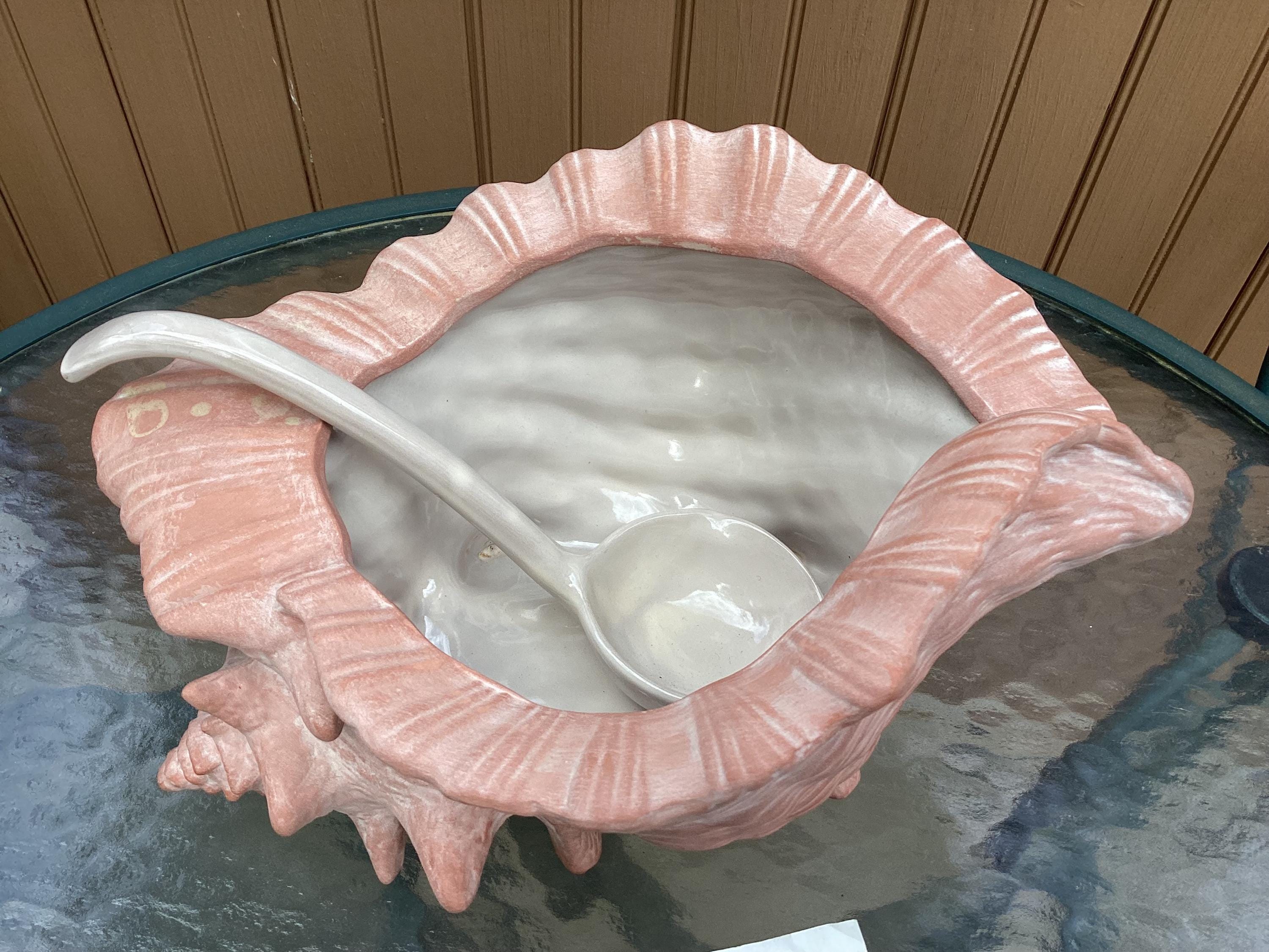 Vintage Terra Cotta Clay Conch Shell Soup Tureen & Ladle - Etsy