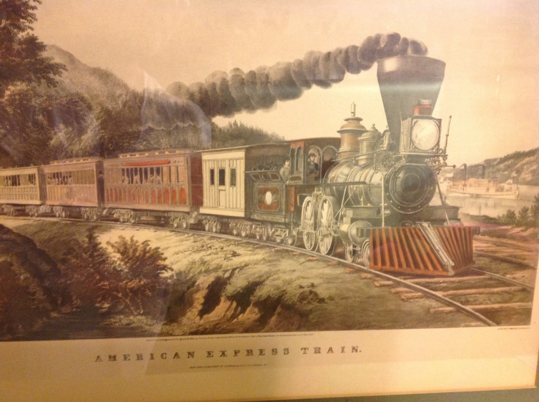 Vintage Currier & Ives Lithograph of the American Express Train Print ...