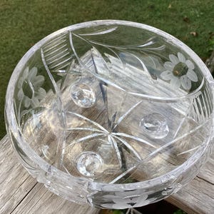 Vintage Crystal Extra Large Candy Dish With Lid, Beautiful Etched ...
