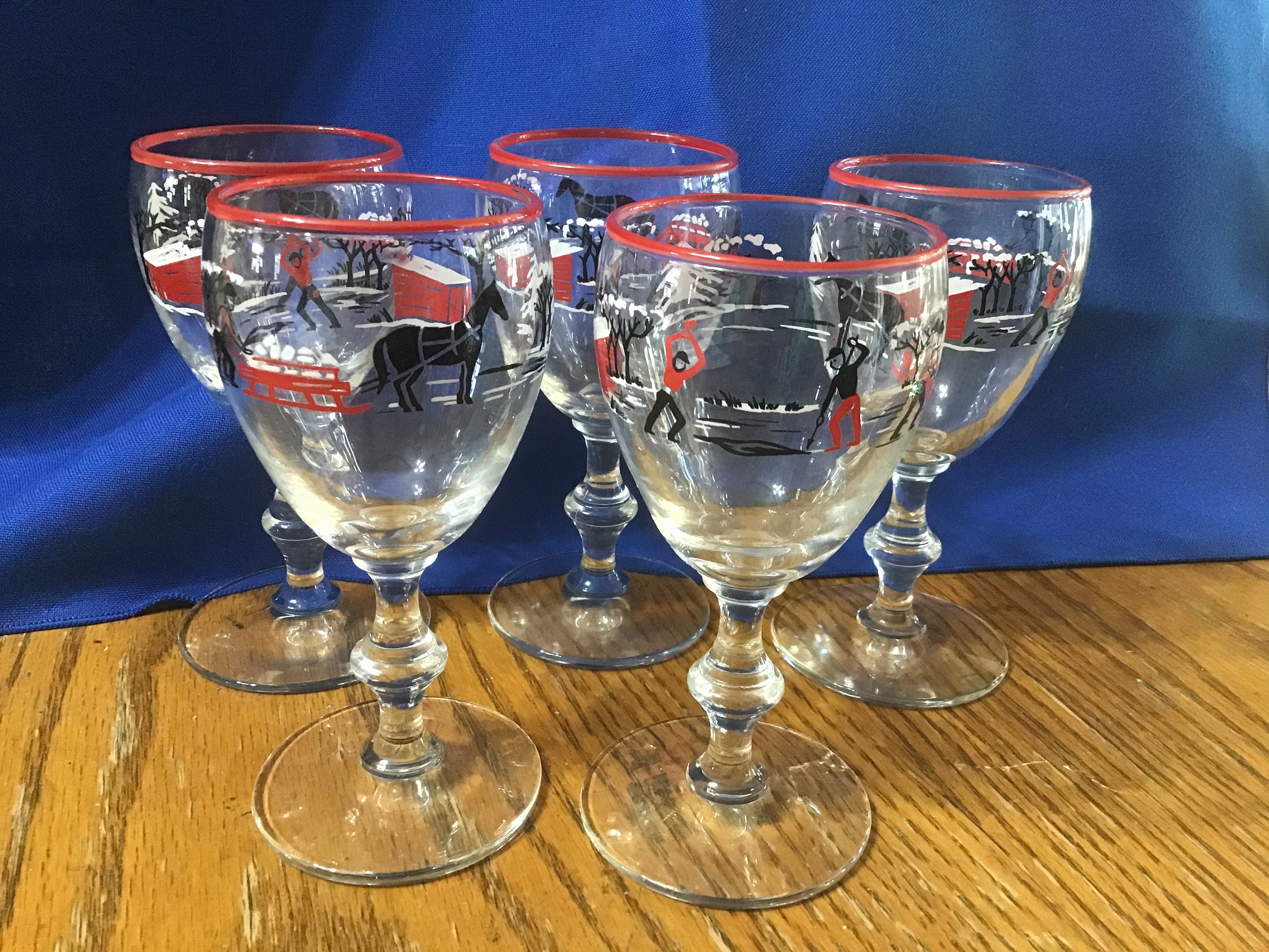 Vintage 1950 Red Libby Short Wine Glasses Cocktail Farm Etsy