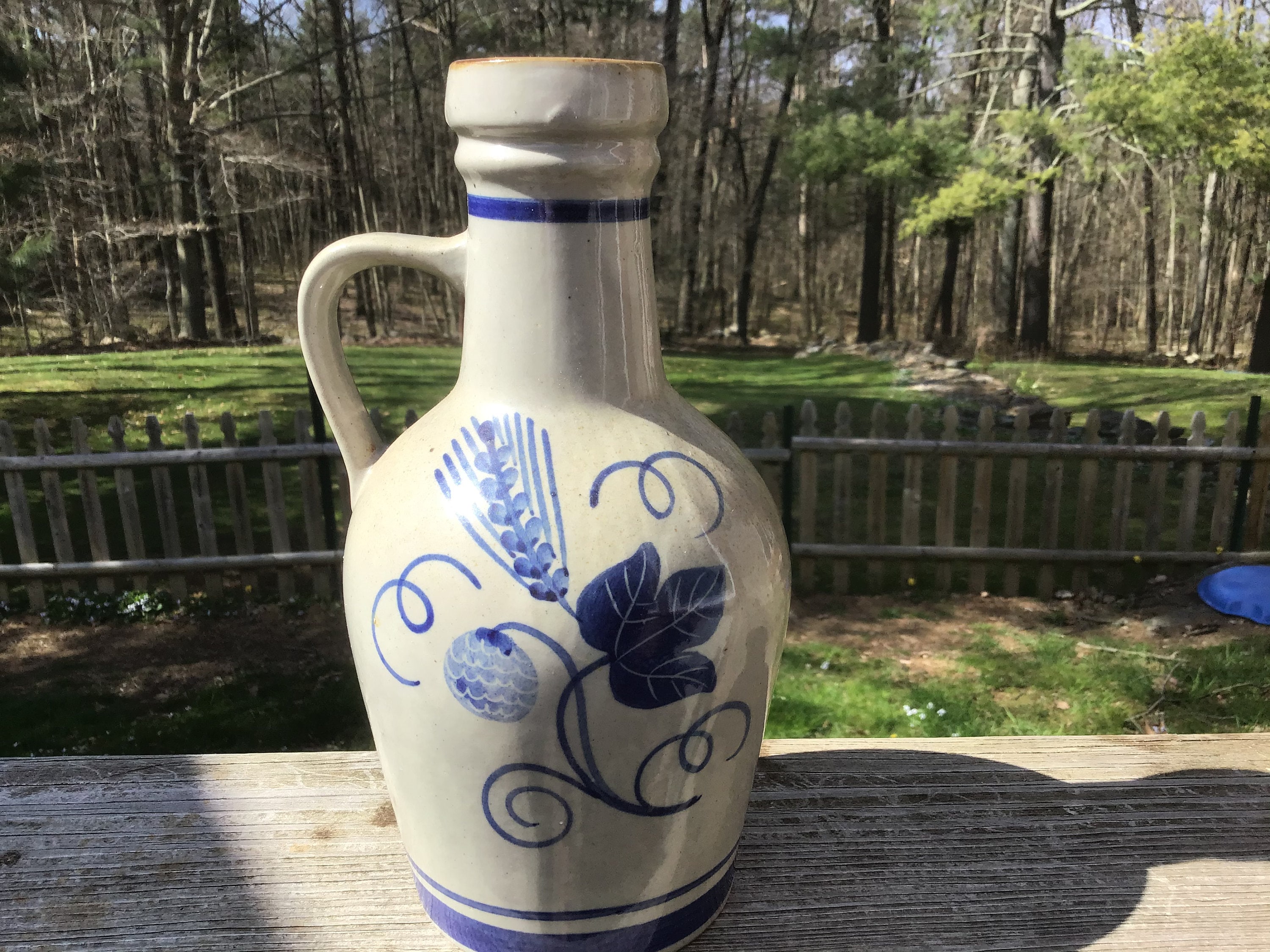 Fine Art Ceramics Vintage Pottery Jug With Blue Flowers And Swirl ...
