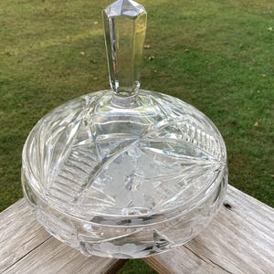 Vintage Crystal Extra Large Candy Dish With Lid, Beautiful Etched ...