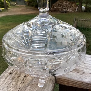 Vintage Crystal Extra Large Candy Dish With Lid, Beautiful Etched ...