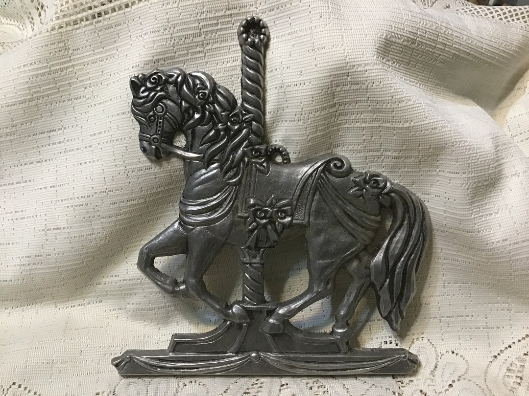 Vintage Pewter Carousel Horse Wall Hanging - Etsy