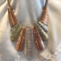 60s Silver Chunky Chain Necklace Hammered Look Cool Mod - Etsy