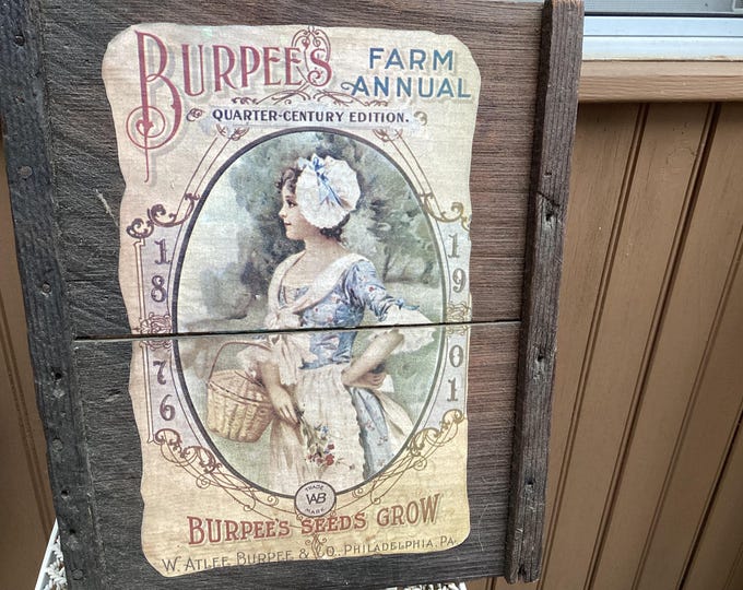 Vintage Burpees Seeds to Grow Sign, Farm Annual, Picture on Barn Wood ...