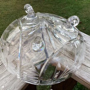 Vintage Crystal Extra Large Candy Dish With Lid, Beautiful Etched ...