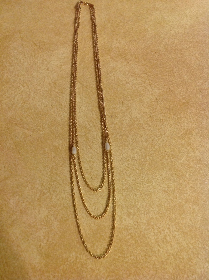 Vintage Avon Gold Tone Three Layer Chain Necklace With Pearls | Etsy