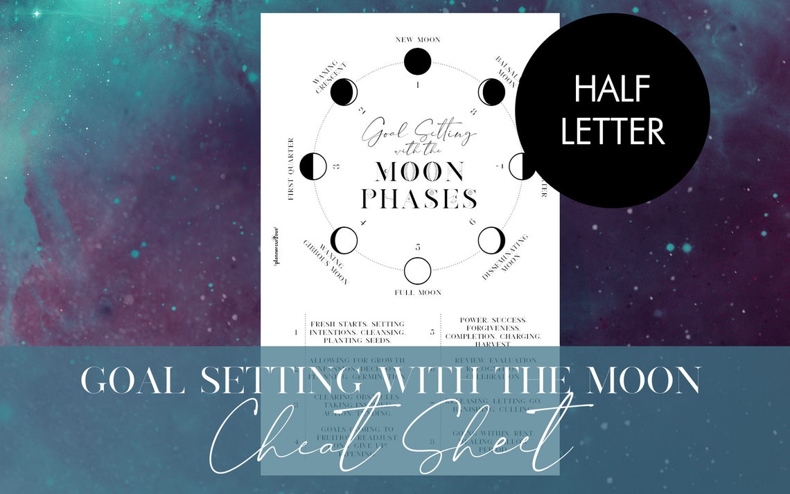 Printable Goal Setting With the Moon Phases for Half Letter Rings ...