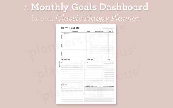 Monthly Goal Setting Dashboard for Classic Happy Planner - Etsy