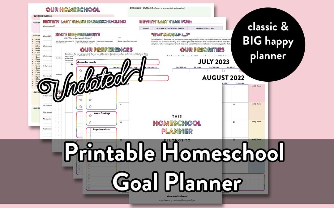 Printable UNDATED Homeschool Goal Planner in Classic Happy Planner AND ...
