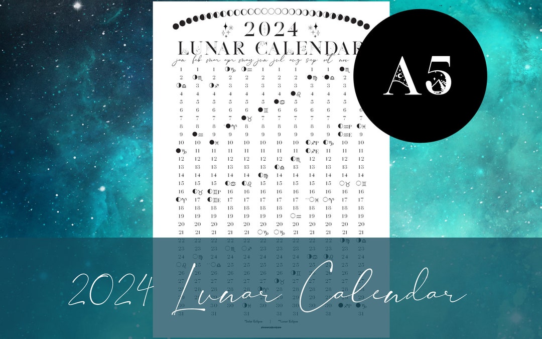 2024 Printable Lunar Calendar for A5 Stalogy Notebook Rings - Etsy