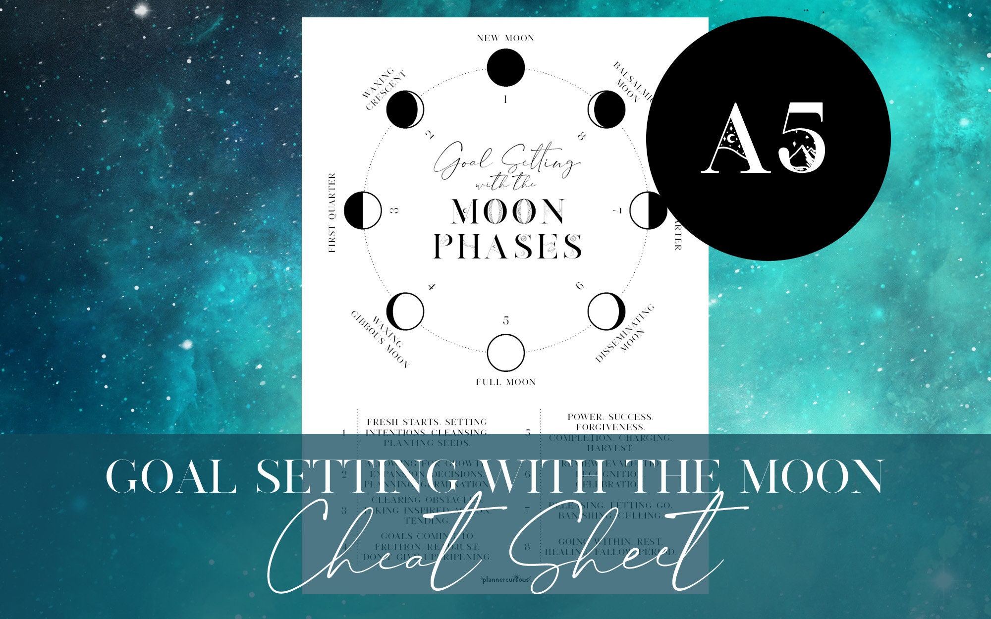 Printable Goal Setting With the Moon Phases for A5 Stalogy Notebook ...
