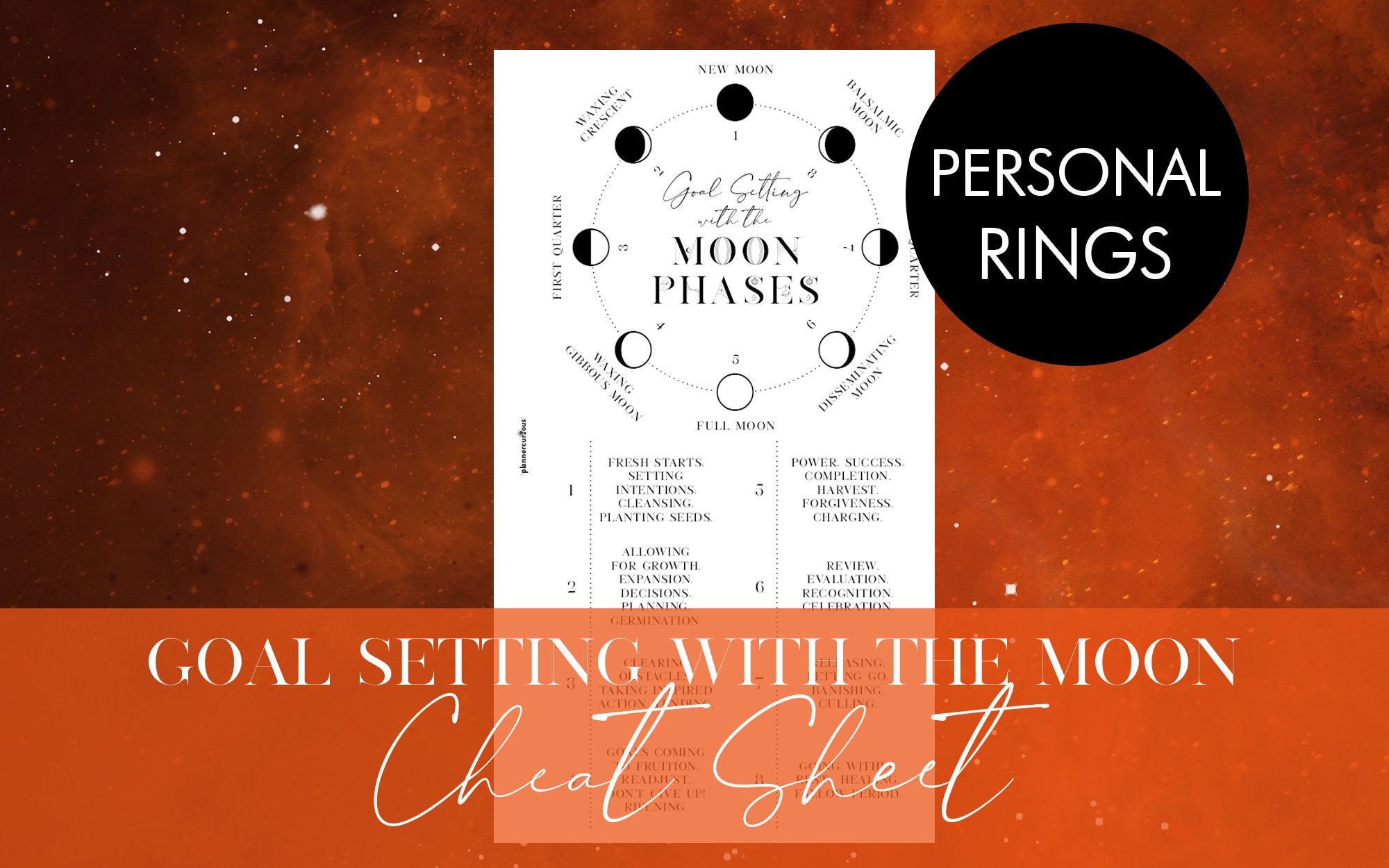Printable Goal Setting With the Moon Phases Insert for Personal Rings ...