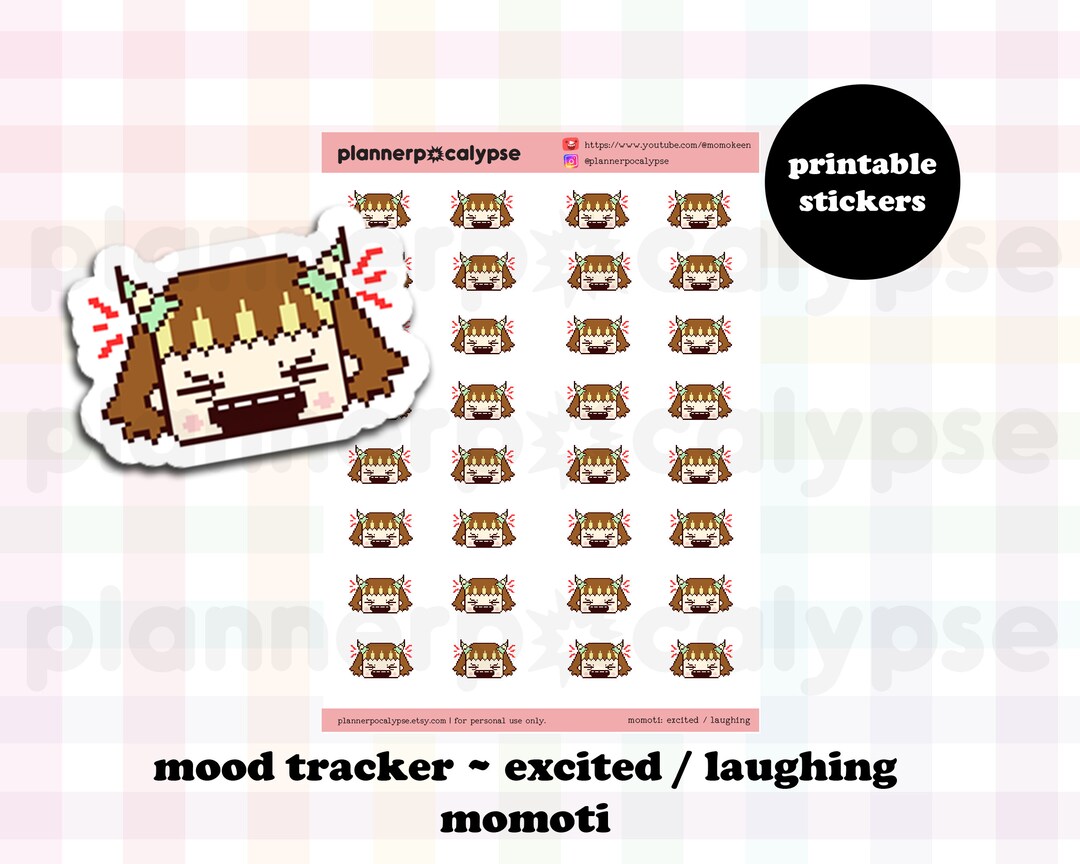 Excited / Laughing Momoti | Cute Printable Momokeen Emoji Stickers to ...