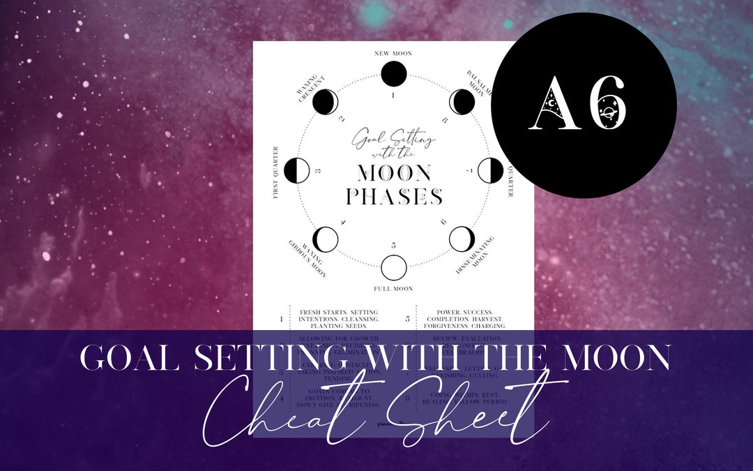 Printable Goal Setting With the Moon Phases for A6 Rings Planners ...