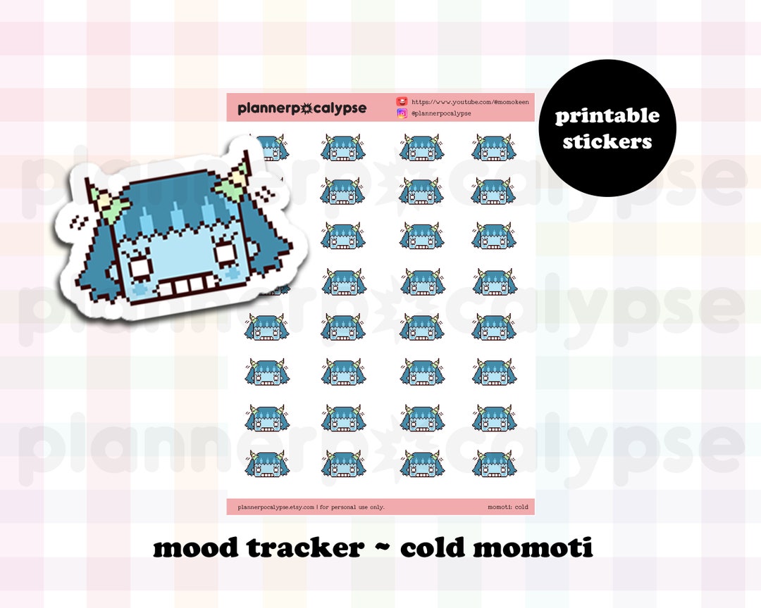 Cold Momoti | Cute Printable Momokeen Emoji Stickers to Track Your Mood ...