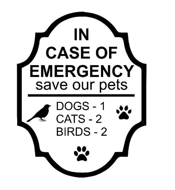In Case of Emergency Save My Pet Window Decal Emergency - Etsy