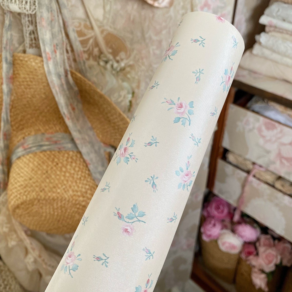 Vintage Ditsy Floral Roses Shabby Chic Wallpaper by the Yard - Etsy
