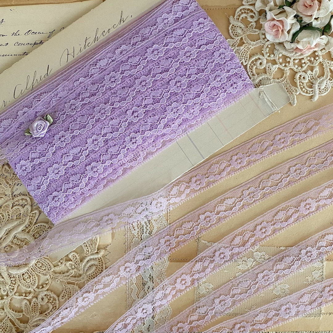 Vintage Floral Lilac Lavender Lace Trim Flat Edging Lace Trim by the ...