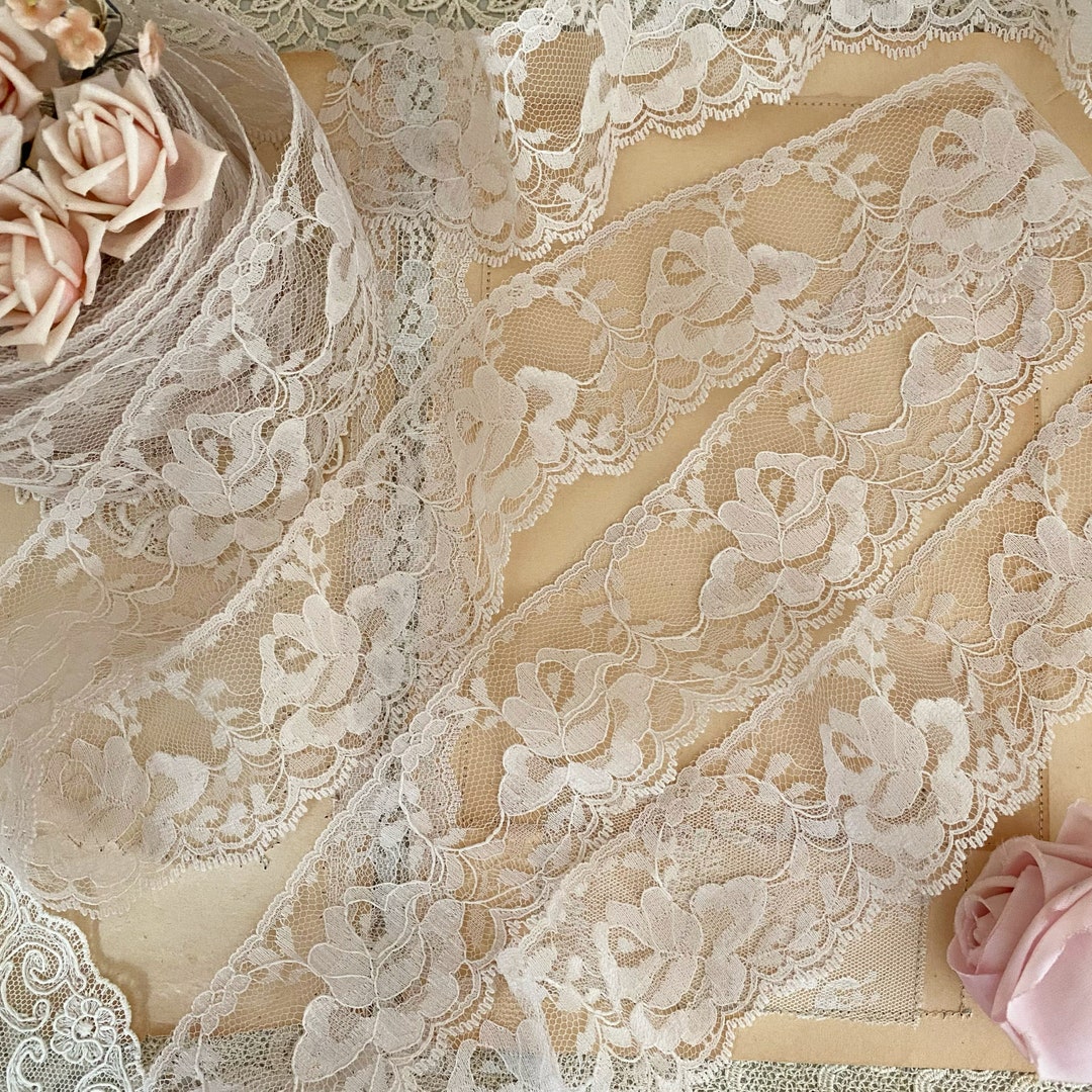 Vintage Ecru Lace Trim Rose Floral Lace by the Yard - Etsy