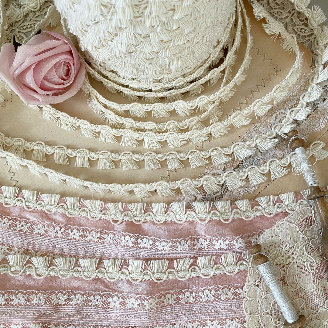 Vintage Ivory Ecru Fringe Edging Gimp Tassel Trim by the Yard - Etsy