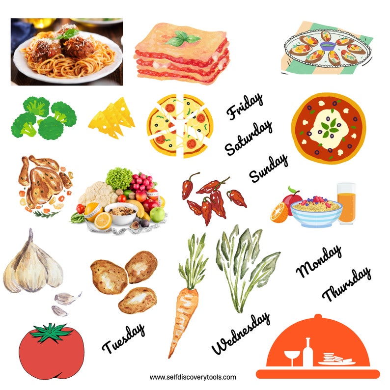 75 FOOD PLANNER Stickers PNG Digital Printable Pizza Cricut Dessert ...