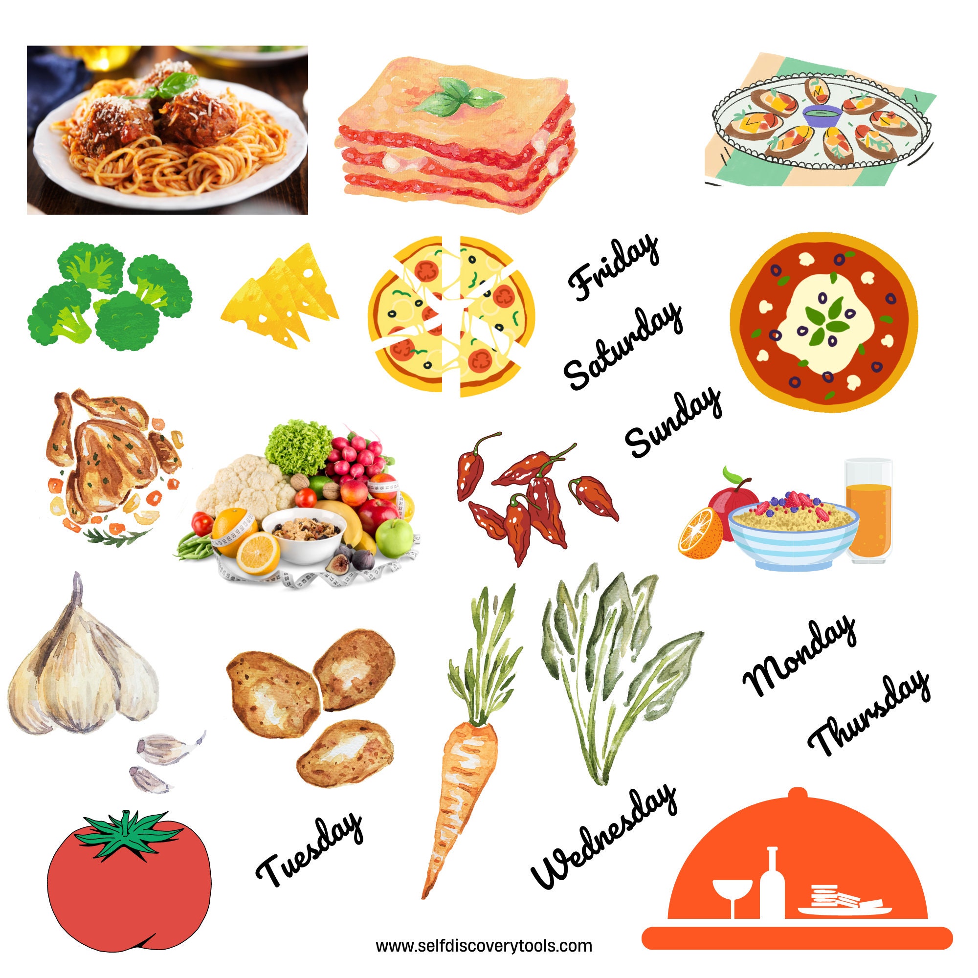 75 FOOD PLANNER Stickers PNG Digital Printable Pizza Cricut Dessert ...