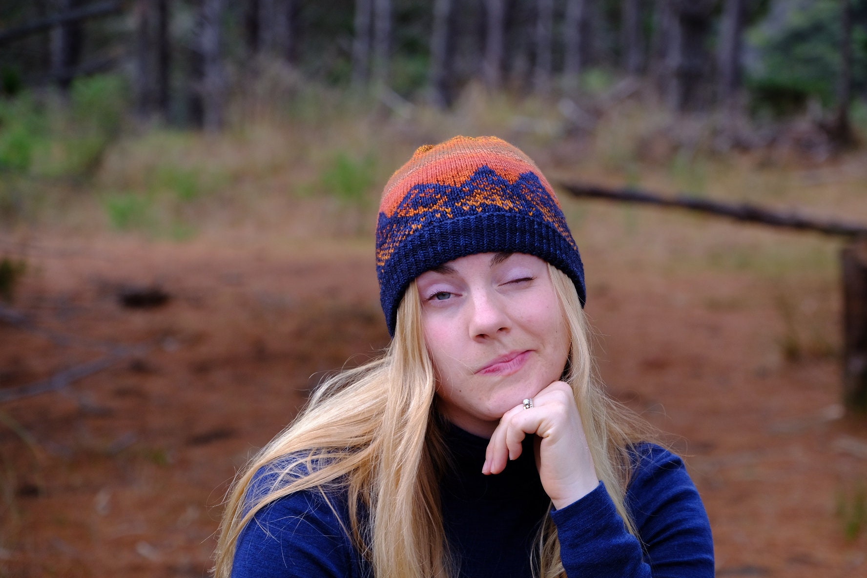 Knitting Pattern: Wildfire Hat (sport) // Adult Mountain Sunset Nature ...