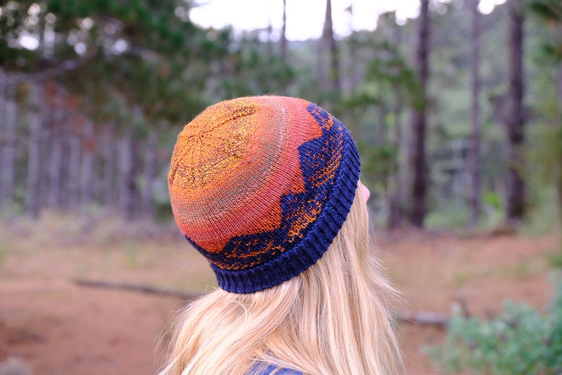 Knitting Pattern: Wildfire Hat (sport) // Adult Mountain Sunset Nature ...