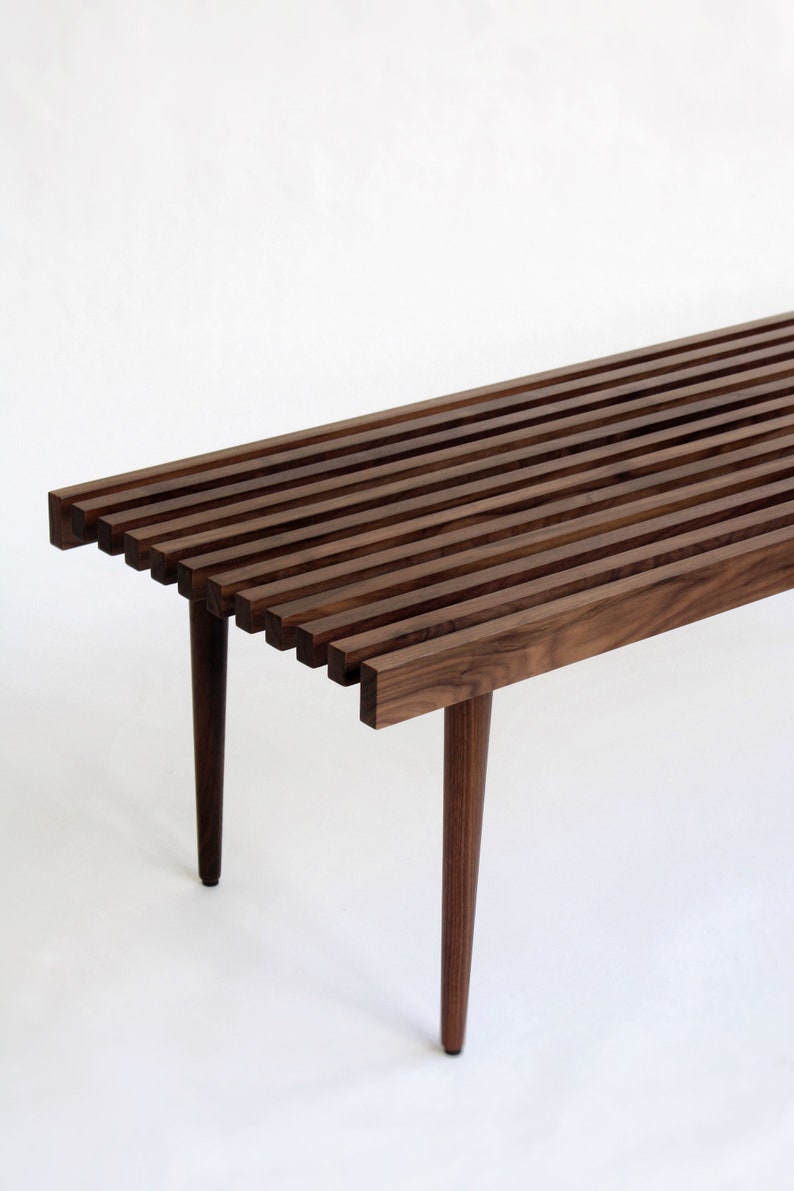 Mid Century Modern Walnut Slat Bench Entryway or Coffee Table - Etsy