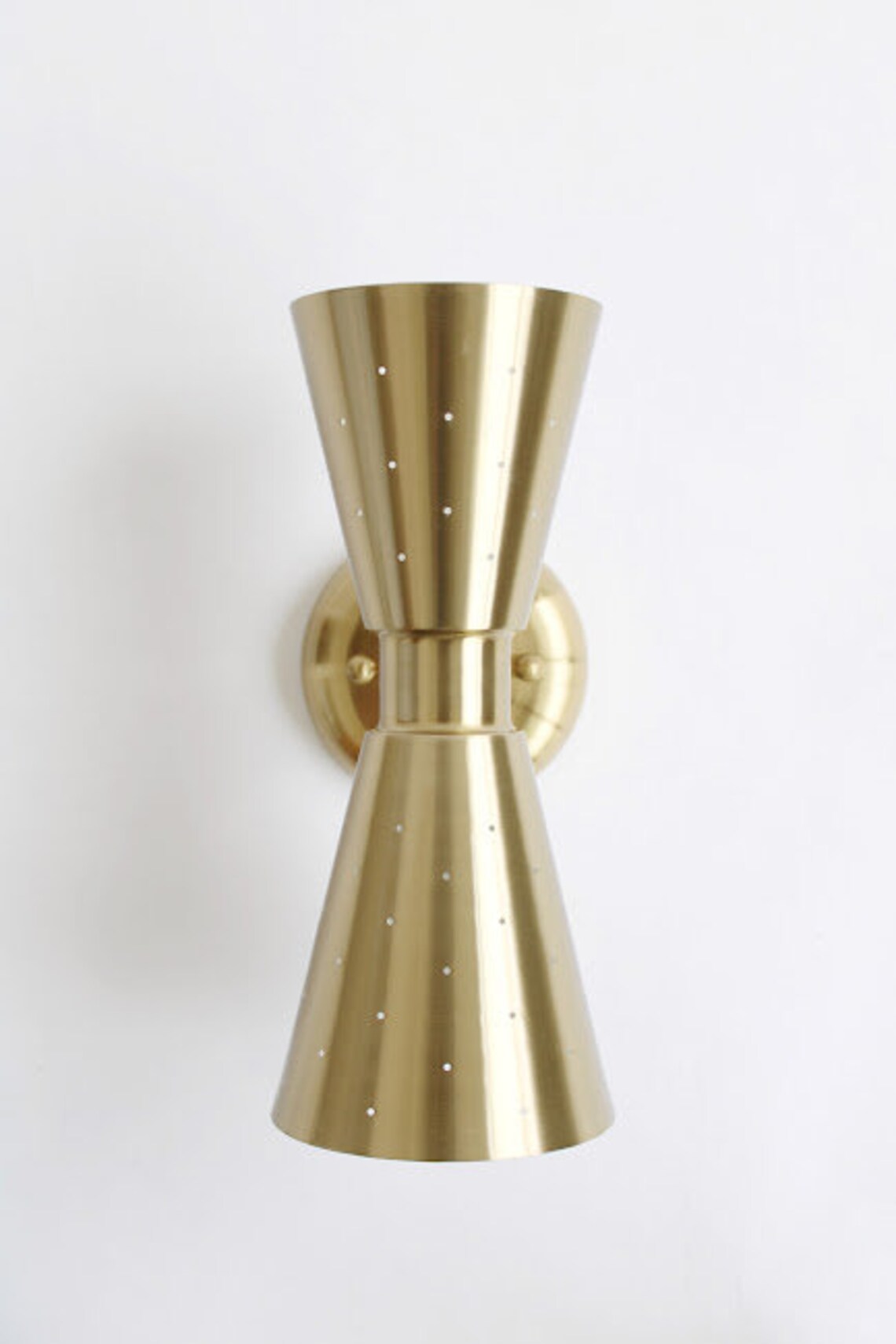 Mid Century Modern Hourglass Wall Light DOUBLE CONE SCONCE Gold Brass ...