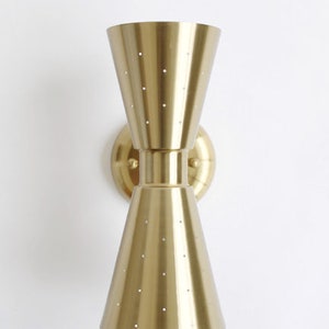 Mid Century Modern Hourglass Wall Light DOUBLE CONE SCONCE Gold Brass ...