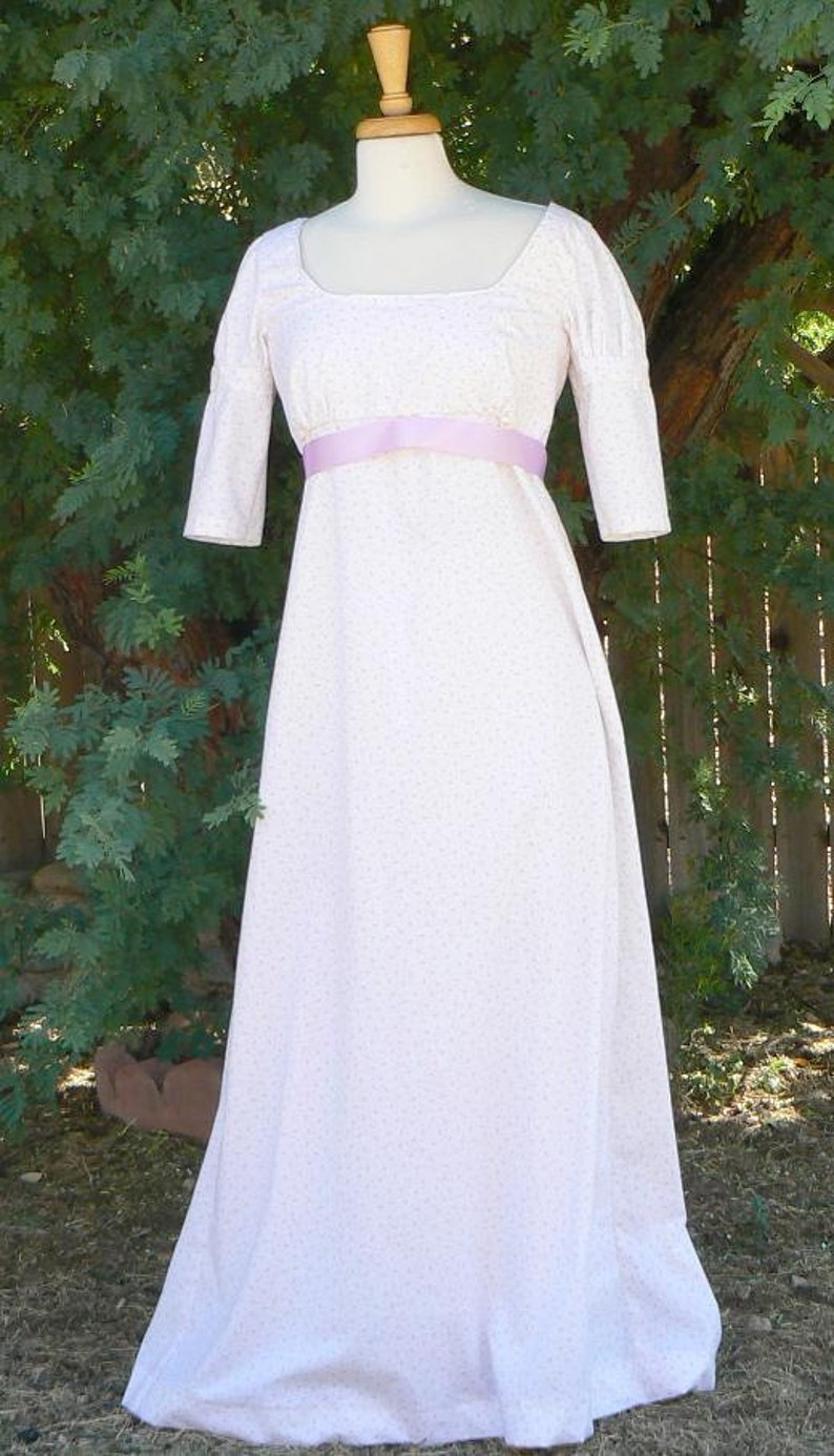 Regency Era Short Sleeve Dress Cotton Empire Waist Jane Austen - Etsy