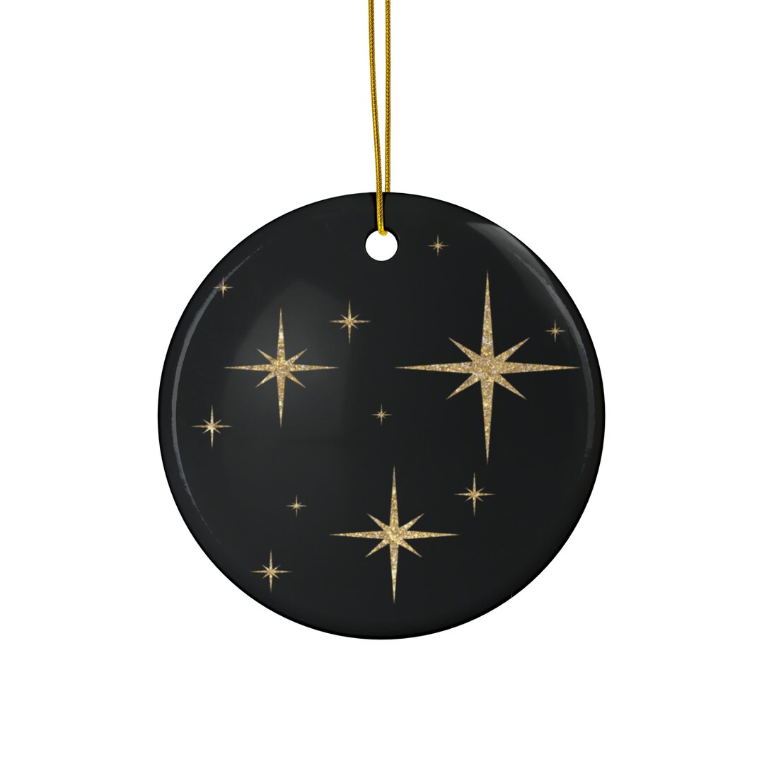 Christmas Ornament Christmas Decoration, Black Ceramic With Gold Stars ...
