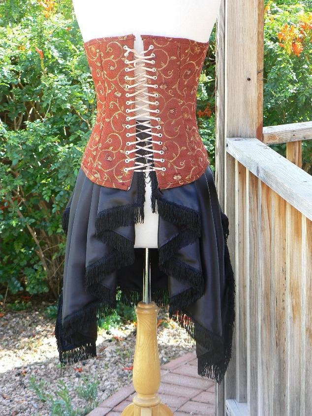 Victorian Bustle Skirt With Fringe Steampunk Satin Burlesque Overskirt ...