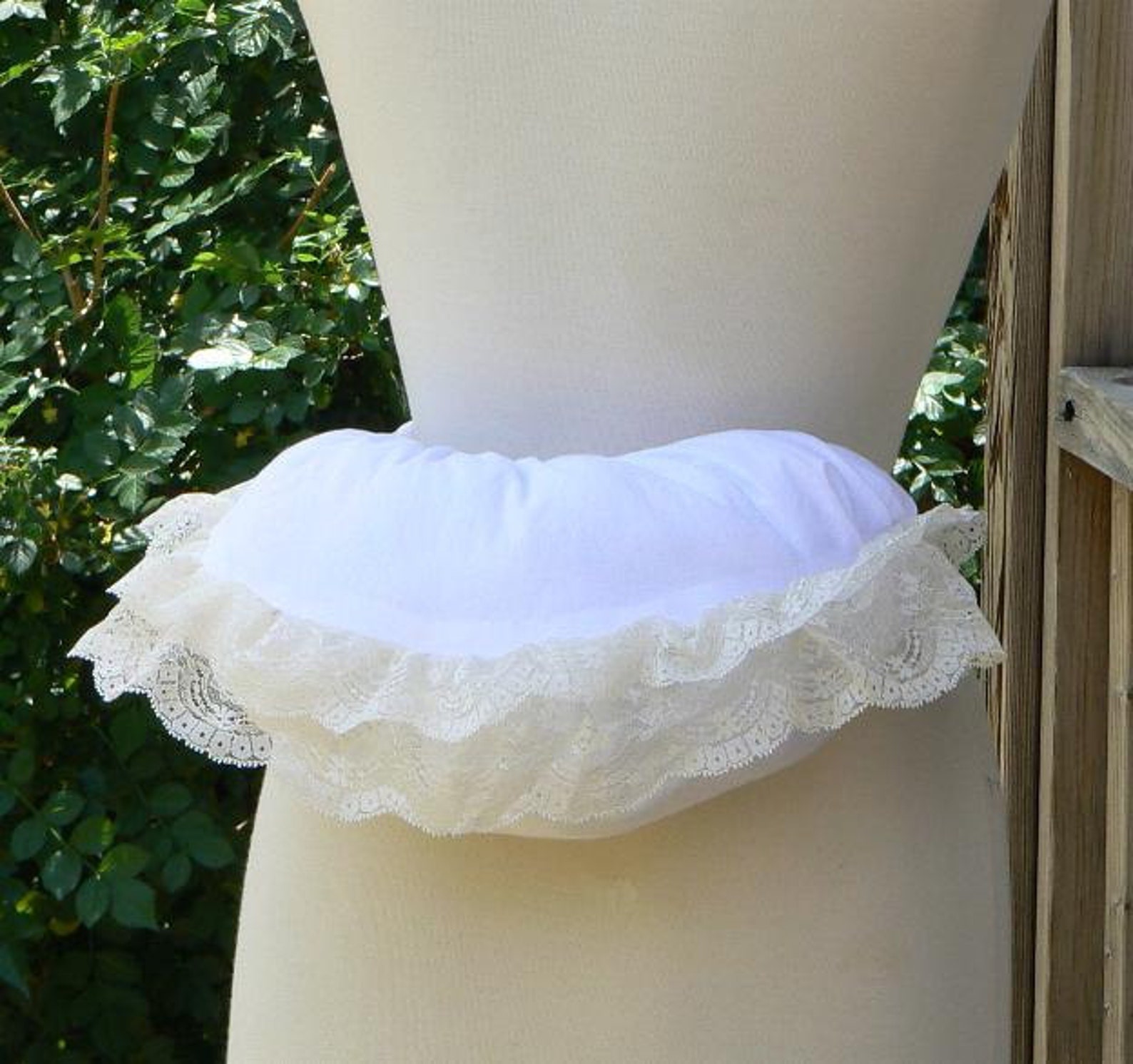Bustle Pillow Pad Lightweight Cotton Lace Drawstring Victorian ...