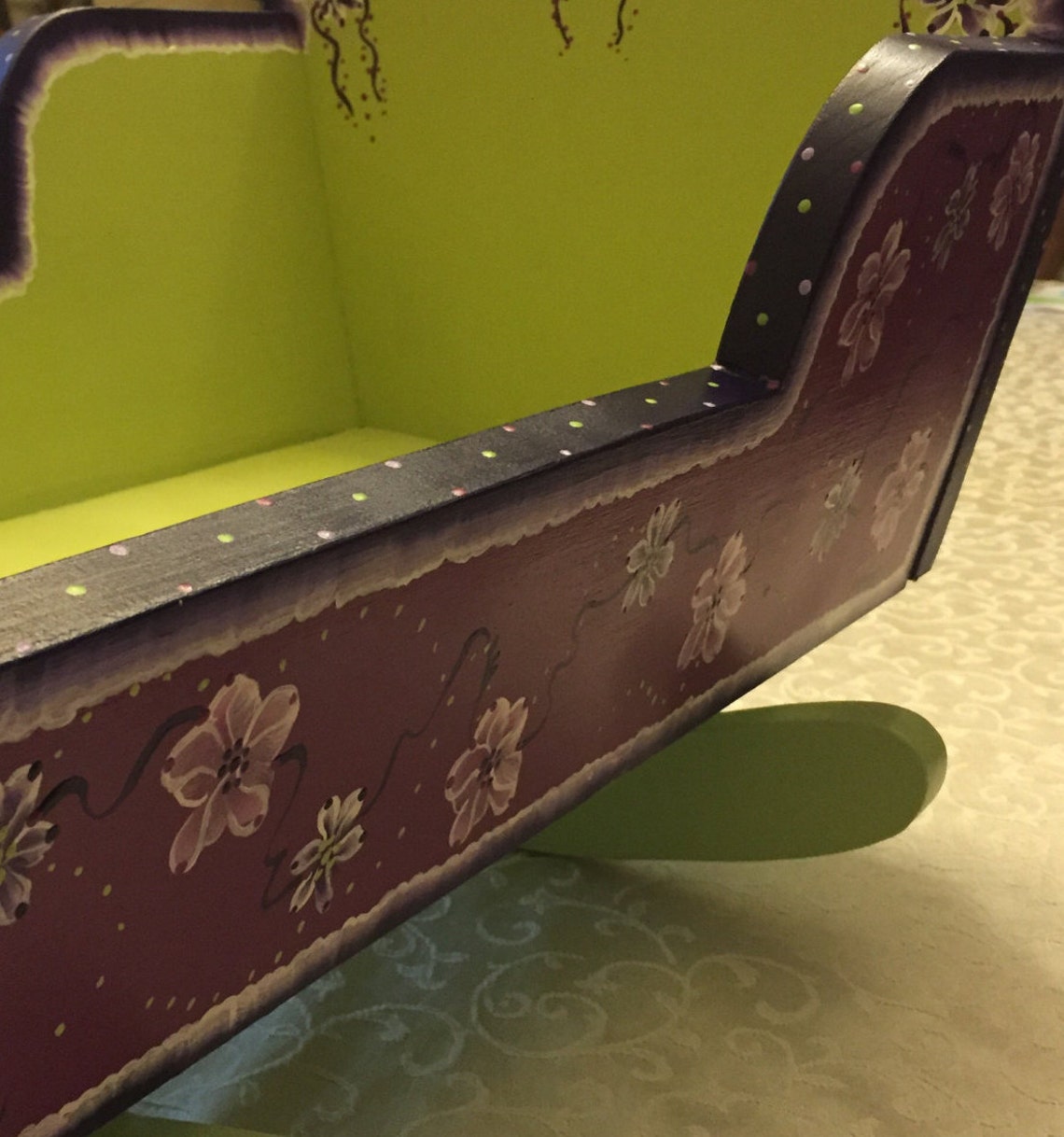 NEW Custom Wooden Painted Doll Cradle - Etsy