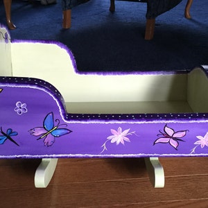 Custom Wooden Painted Doll Cradle - Etsy