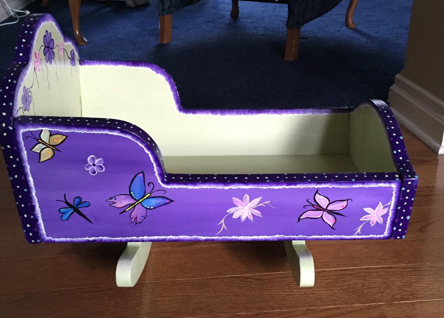 Custom Wooden Painted Doll Cradle - Etsy