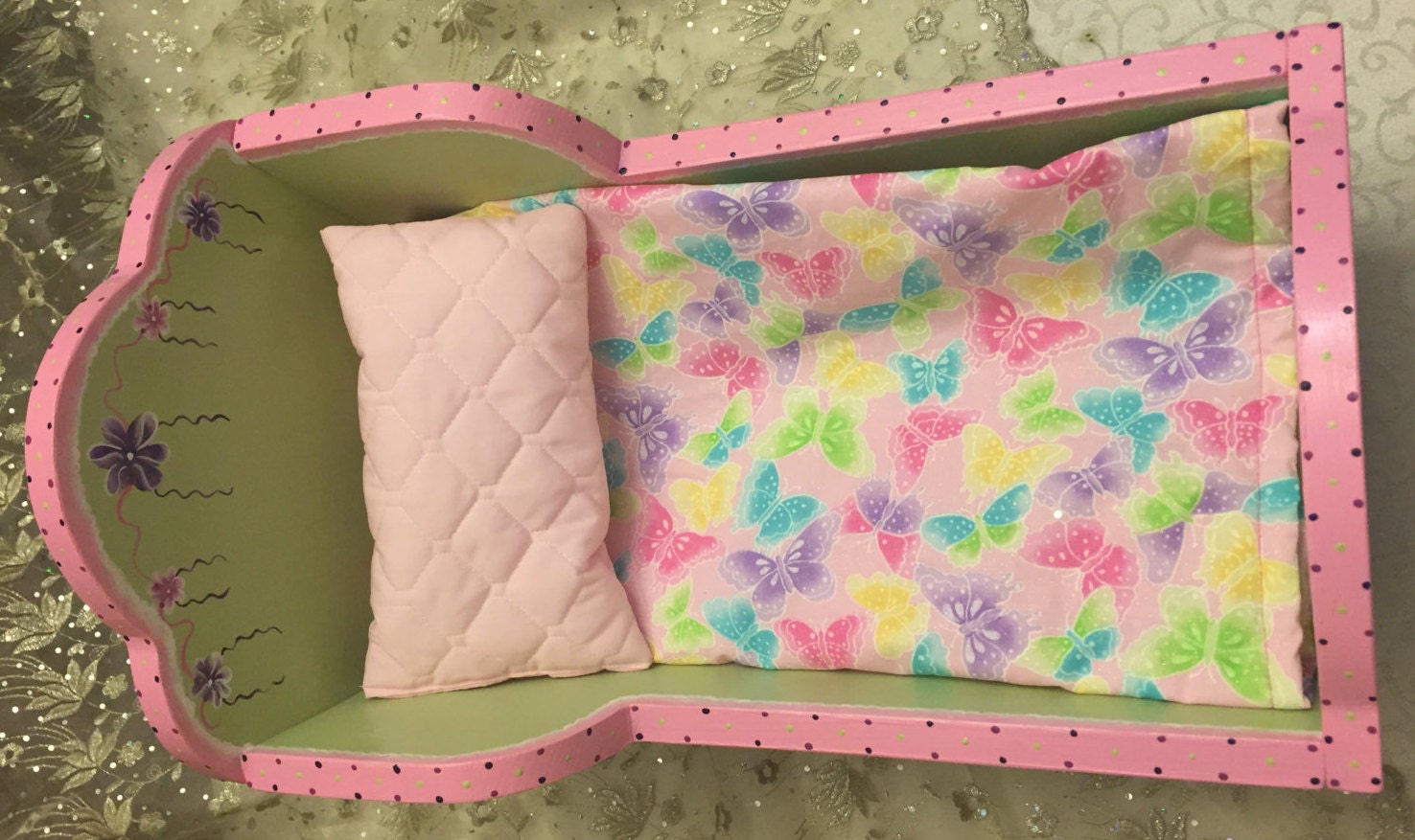 Custom Wooden Painted Doll Cradle - Etsy