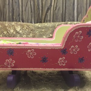 Custom Wooden Painted Doll Cradle - Etsy