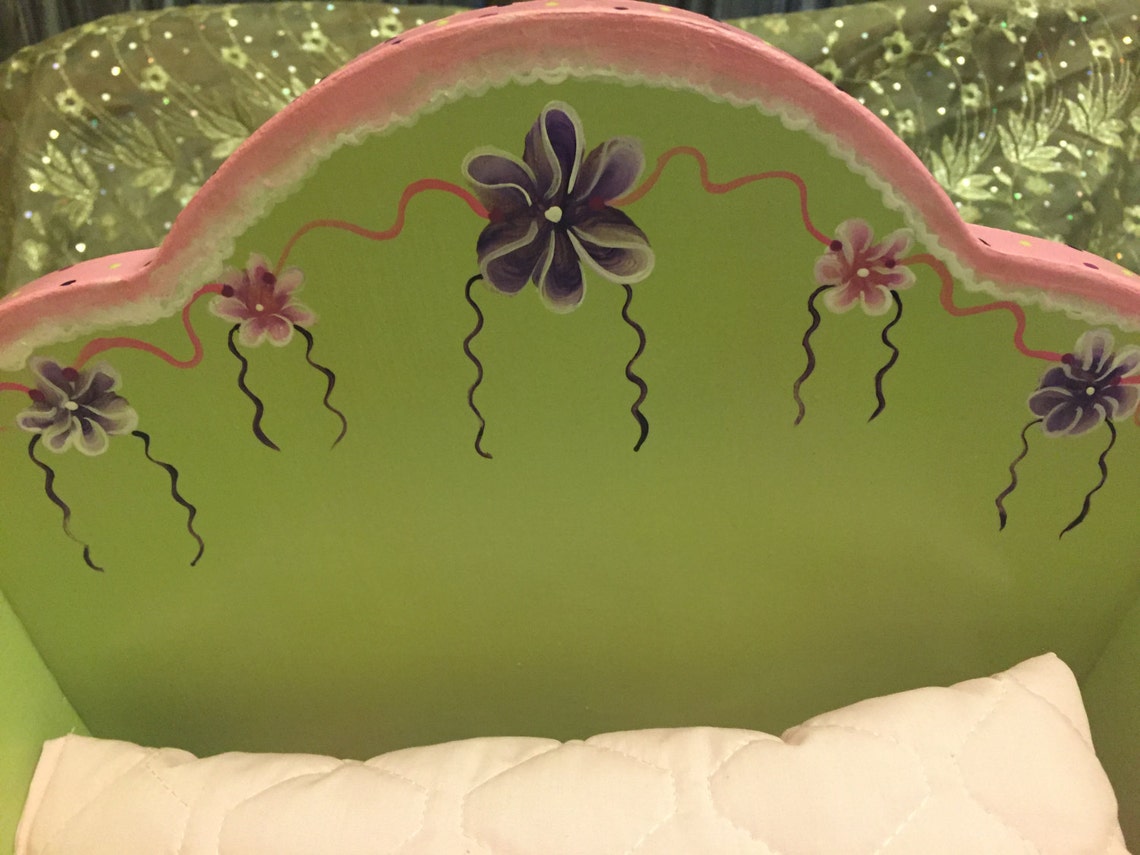 Custom Wooden Painted Doll Cradle - Etsy